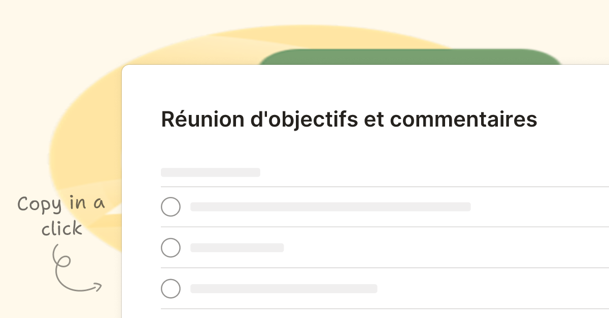 Réunion d'objectifs et commentaires - Modèles | Todoist